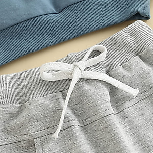 Baby Boy Clothes Outfits 2pcs Letter Print Crewneck Sweatshirt Pants Sweatsuit Little Boy Clothing(Bubs Blue, 6-12 Months)