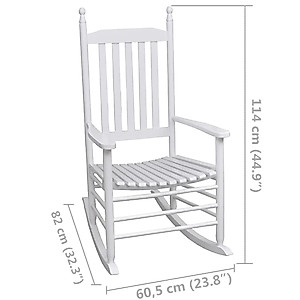 WEHUOSIF Rocking Chair with Curved Seat,Porch Chair,Camping Rocker,Wooden Rocking Chair,Retro Rocking Chair,Coffee Chair,Garden Rocking Chair,for Balcony, Porch, Backyard,White Wood