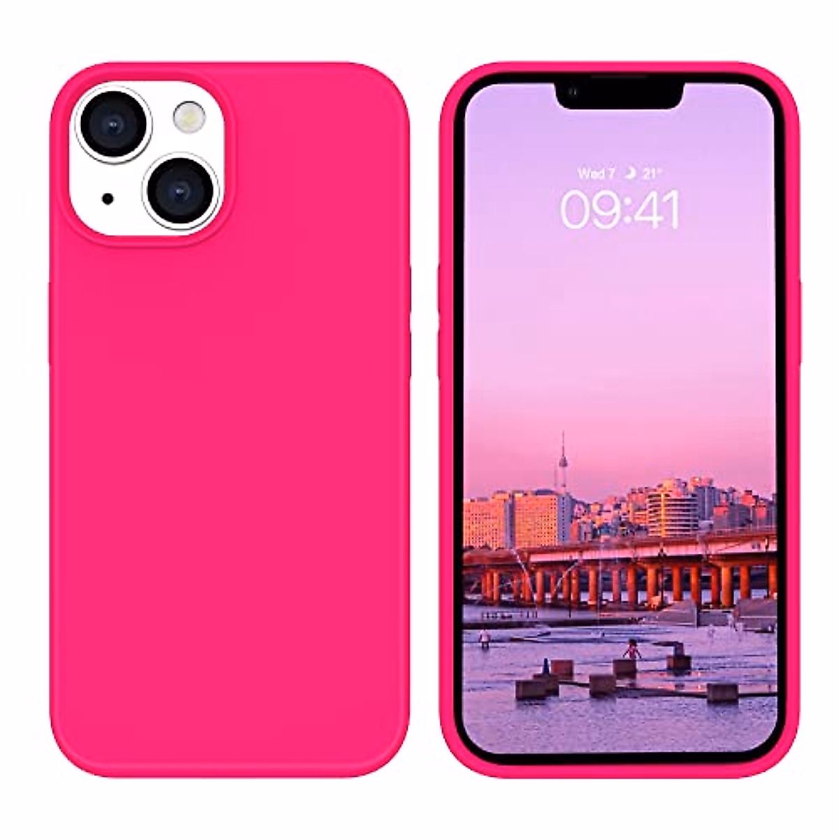 BENTOBEN Compatible with iPhone 14 Case, Soft Silicone Gel Rubber Bumper Microfiber Lining Hard Back Shockproof Protective Phone Cover for iPhone 14 6.1", Hot Pink