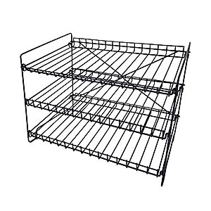 FixtureDisplays® 16" x 12.5" x 10" Wire Rack for Countertop Use with 3 Open Shelves, Black 10085-NPF