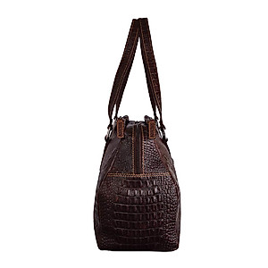 Jack Georges Hornback Croco Women's Satchel Handbag #HB815 (Brown)
