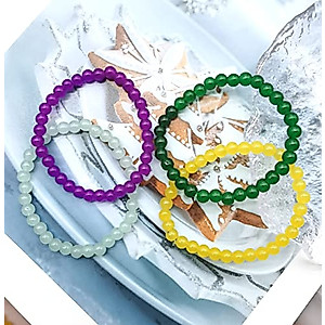 FIRAZIO 21Pcs 6mm Beaded Bracelets Handmade Stretch Glass Bracelet for Women Multicolor Crystal Beads Bracelet Elastic Round Bead Bracelets Jewelry