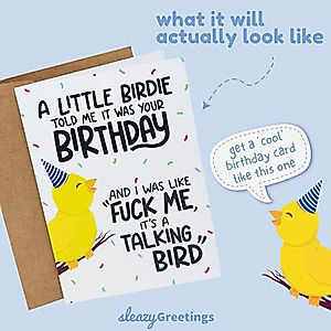 Sleazy Greetings Funny Birthday Card for Men Women | Little Birdie Told Me It Was Your Birthday Card For Him Her 21st 30th 40th 60th Birthday Card