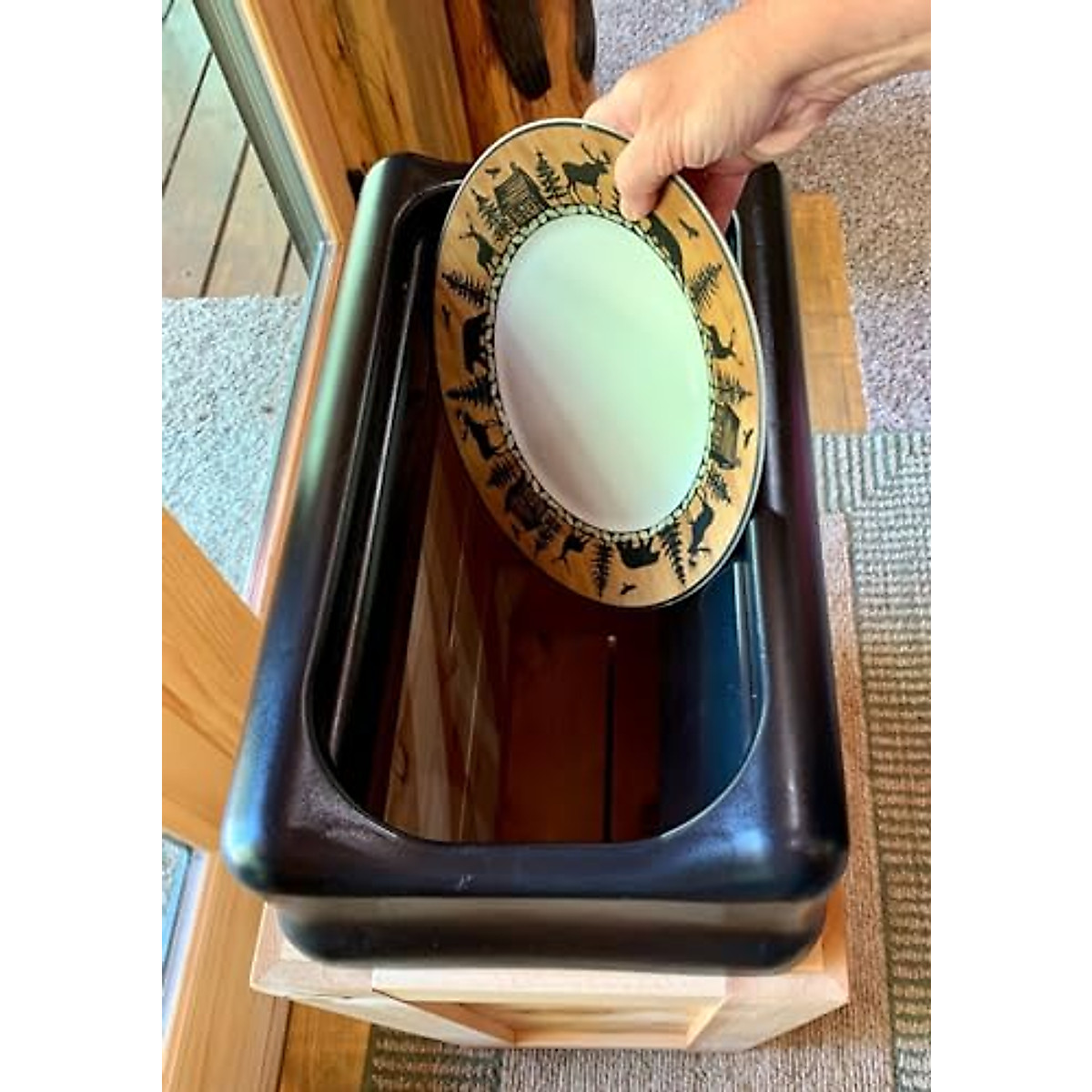 New Bucks Deer Wood Kitchen Trash Can Bin 30 Gal Cabin Western Decor Antlers New Commerical Grade Heavy Duty Lid