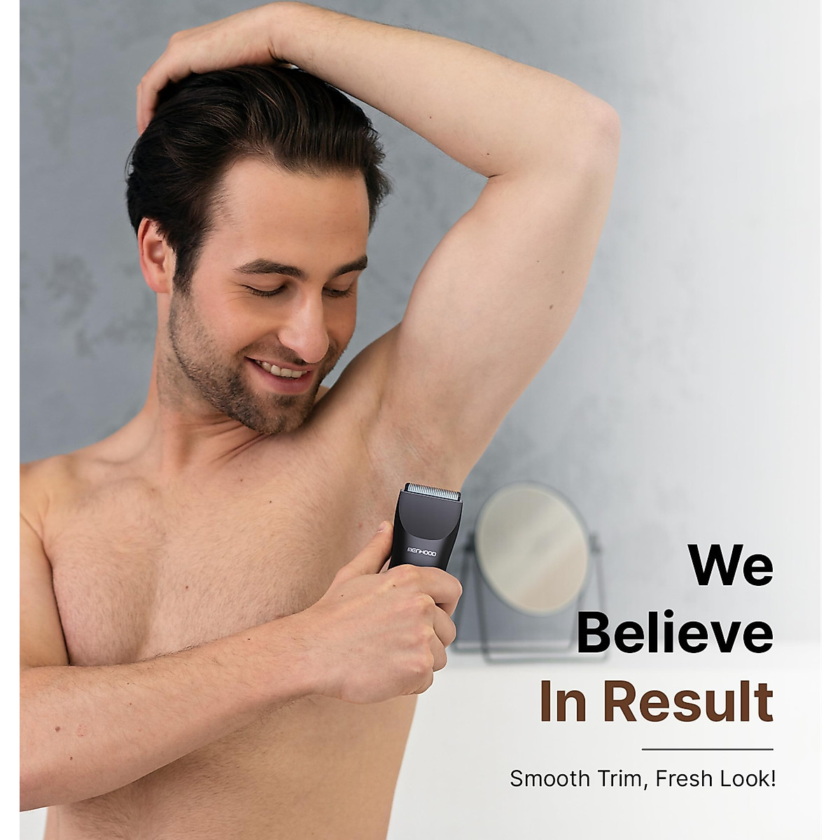 MENHOOD Groin Hair Trimmer for Men Cordless Waterproof Electric Ball Trimmer 1.0, Replaceable Ceramic Blade Heads, Ultimate Body Groomer Shaver for Pubic Hair, 150Min Run Time Trimmer