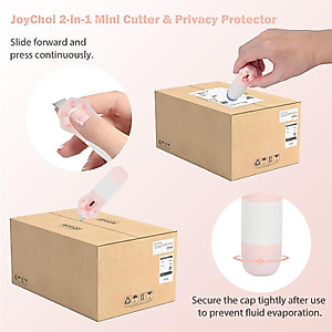 JoyChoi Mini Cute Box Cutter & Identity Theft Protection Roller Stamp - 10ML Thermal Paper Correction Fluid Included - 1 Pack Pink