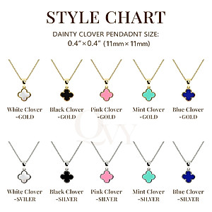 QVY Dainty Four Leaf Clover Necklace for Women 18K Gold Plated Black Onyx Lucky Clover Pendant Charm Nacre Jewelry Christmas Gifts for Mom [CVN-BK-G]