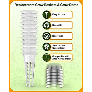 12 PCS Grow Baskets and 12PCS Grow Domes Compatible with AeroGarden, Hydroponics Garden Accessories Set for Indoor Growing System (No Seeds)