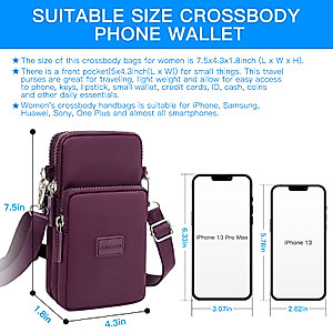 YINHEXI Small Crossbody Bags Purses for Women, Crossbody Handbags Cell Phone Wallet Travel Purse, Shoulder Bag (Dark Purple)