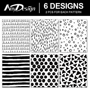 AnyDesign 12 Sheet Black White Wrapping Paper Minimalist Gift Wrap Paper Bulk Geometric Stripes Dots Art Craft Paper for Birthday Graduation DIY Crafts Gift Packing, Folded Flat, 19.7 x 27.6 Inch