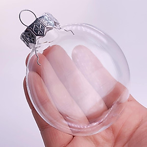 12 Pack Fillable Ornaments Balls, 3.15 Inch DIY Clear Plastic Flat Disc Ornaments for Craft Projects, Wedding, Christmas, Party, Home Decor