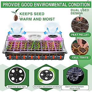 YAUNGEL Seed Starter Tray with Grow Light, Seed Starter Kit with Timing Controller Adjustable Brightness, 80 Cells Seed Trays for Indoor Planting with Humidity Domes Heightened Lids 2 Pack, Black