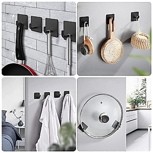 FuriTou 6 Pack Adhesive Hooks for Hanging Towel Hooks for Wall Heavy Duty Door Robe Hooks for Bathrooms Black