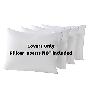 4 Pack Waterproof Down Feather Proof Pillow Protectors with Zipper Standard Size Set of 4 Poke Proof Bed Pillow Covers