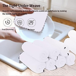 SWEET DOLPHIN Kitchen Dishcloths Dish Towels Rayon Made from Bamboo, Super Absorbent Cleaning Cloths, 7 x 9 Inch, 10 Pack, White