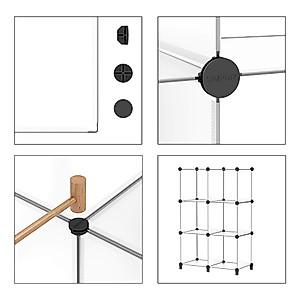 HOMIDEC 20-Cube Storage Shelf, Storage Bookcase Bookshelf with Metal Hammer, Storage Cubes Organizer Cabinet for Kids, Closet, Bedroom, Bathroom, (11.8x11.8x11.8 inch)