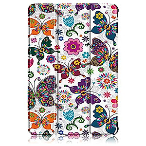 EpicGadget Case for Amazon Fire HD 10 / Fire HD 10 Plus (11th Generation, 2021 Released) - Lightweight Tri-fold Stand Auto Wake/Sleep Folio Cover Case + 1 Screen Protector and 1 Stylus (Butterfly)