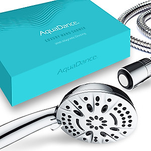 AquaDance New Magnetic Guidance Docking System - High-Pressure 8-setting Handheld Shower Head with Giant 5 inch Face, Magnetic Bracket, Extra-long 72 inch Stainless Steel Hose/All Chrome Finish