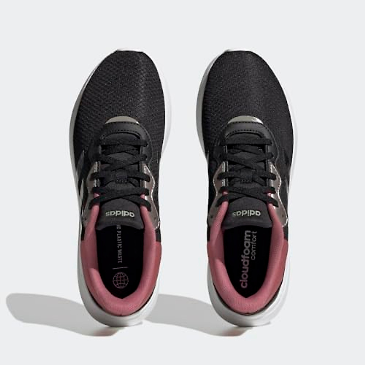 adidas Women's QT Racer 3.0 Sneaker, Black/Black/Pink Strata, 9