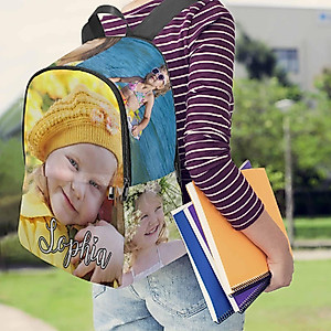 M YESCUSTOM Personalized Casual Backpack with Photos Customized Name Children School Bookbags for Kids Teen Audlt, Knapsack Lightweight Travel Daypack Bag for School College Camping