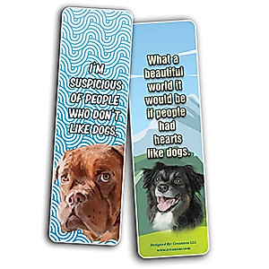 Creanoso Dog Lover Quotes Bookmarks (10 Sets x 6 Cards) – Daily Inspirational Card Set – Interesting Book Page Clippers – Great Gifts for Kids and Teens