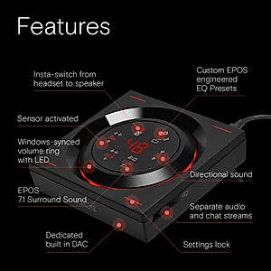 EPOS GSX 1000 2nd Edition Dac Amp Audio Amplifier/External USB Sound Card with 7.1 Surround Sound, Side Tone, Gaming DAC and EQ, Headphone Amp Compatible with Windows, Mac, Laptops and Desktops