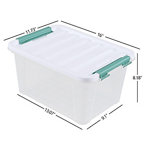 Ramddy 20 Quart Latching Storage Box, 6 Pack, Clear Plastic Container Bin