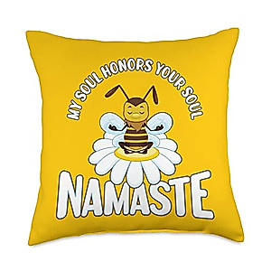 Yoga, Meditation and Spirituality Gift Ideas Yoga Namaste Bee Mandala Chakra Spiritual Meditation Karma Throw Pillow, 18x18, Multicolor