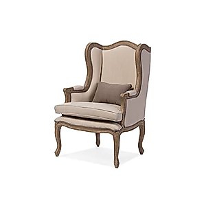 Baxton Studio Oreille Armchair, 27.3 x 25.35 x 40.56, Beige