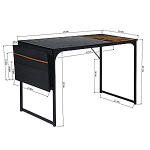Homy Casa Inc 47 inch Study Storage Bag Space Saving for Home Office, Modern Simple Style PC Metal Frame Computer Desk, Writing Table, Black, Brown