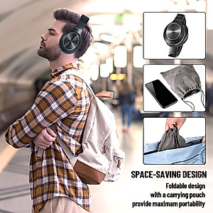 Rydohi Bluetooth Headphones Over Ear, 68H Playtime and 3 EQ Music Modes Wireless Headphones with Microphone/Deep Bass, HiFi Stereo Foldable Lightweight Headset for PC Home Travel Office （Black