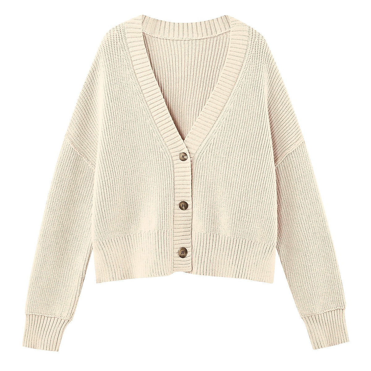 LILLUSORY Women's Cropped Cardigan Oversized Button Sweaters 2025 Fall Trendy Knit Dressy Fashion Outfits Apricot S