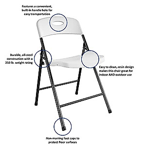 CoscoProducts COSCO Solid Resin Folding Chair, 4-Pack, White