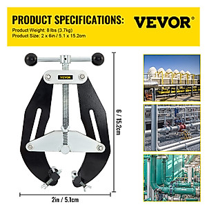 VEVOR Pipe Clamp, 2 to 6 in, High Strength Ultra Clamp with Quick Acting Screws, Steel Pipe Alignment Tool with Lightweight Design, Black