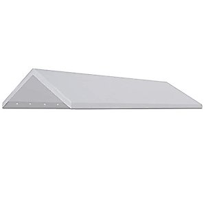 Strong Camel Outdoor 10x20 Replacement Canopy Roof Cover Valanced Carport Covers (Valance Tarps, White)