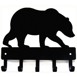 The Metal Peddler Bear #02 Key Rack Hanger - Small 6 inch Wide - Made in USA; Wall Mount