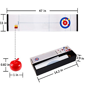 Family Games Fun Tabletop Mini Curling Game Set for Kids and Adults Shuffleboard Pucks with 8 Rollers