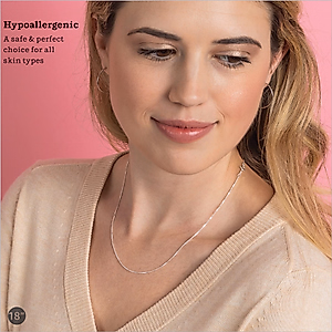 KEZEF 18k Gold Over Sterling Silver 1mm Box Chain Necklace Made in Italy | Sterling Silver Necklace Chain For Women | Gold Chain Necklace for Women, Men