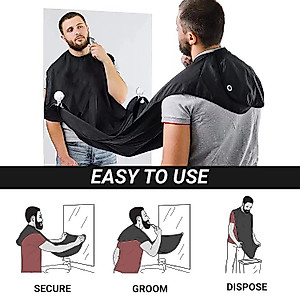 kirahiro 6-Piece Beard Catcher Kit for Shaving & Trimming & Grooming,with Beard Apron,Beard Brush,Beard Comb,Scissor,Suction Cups,Bag(Deluxe sets)