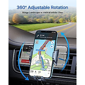 andobil Dashboard Car Phone Holder [Military Sturdy, Big Phone Friendly] Ultra Stable 3 in 1 Cell Phone Mount for Car Windshield Vent Fit for iPhone 14 13 12 Pro Max Plus Samsung S23 S22 All Phones