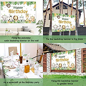 Safari Jungle Backdrop for Birthday Party Decorationss,Large Size 3 x 5Ft Banner Cute Animals Zoo Theme for Kids Boys Birthday Party Supplies