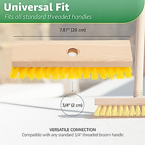 Deck Scrub Brush Head 7.87" - Deck Brush for Scrubbing Heavy Duty, Concrete Brush with Hard Nylon Bristles, Scrub Broom Head, Outdoor Stiff Bristle Brush for Cleaning Wooden Deck, Floor Scrub Brush