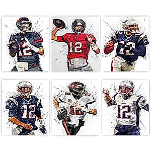 Rugby Poster Sports Poster,Football Wall Art Prints,Football Posters，Set of 6 Super American Football Star Poster for Living Room Bedroom Decoration Set Colorful Sports Decor Wall Art(8“x10”)Unframed.
