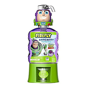 Firefly Anticavity Fluoride Rinse, Toy Story, Alcohol Free Formula, ADA Accepted, Helps Prevent Cavities, Bubble Berry Flavor, 16 Ounce