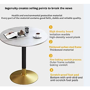 Modern Round Gold Coffee Table Round Dining Table Modern Round Side Table for Small Space Dining Room, Seat for 2-4 (1023 Gold Black)