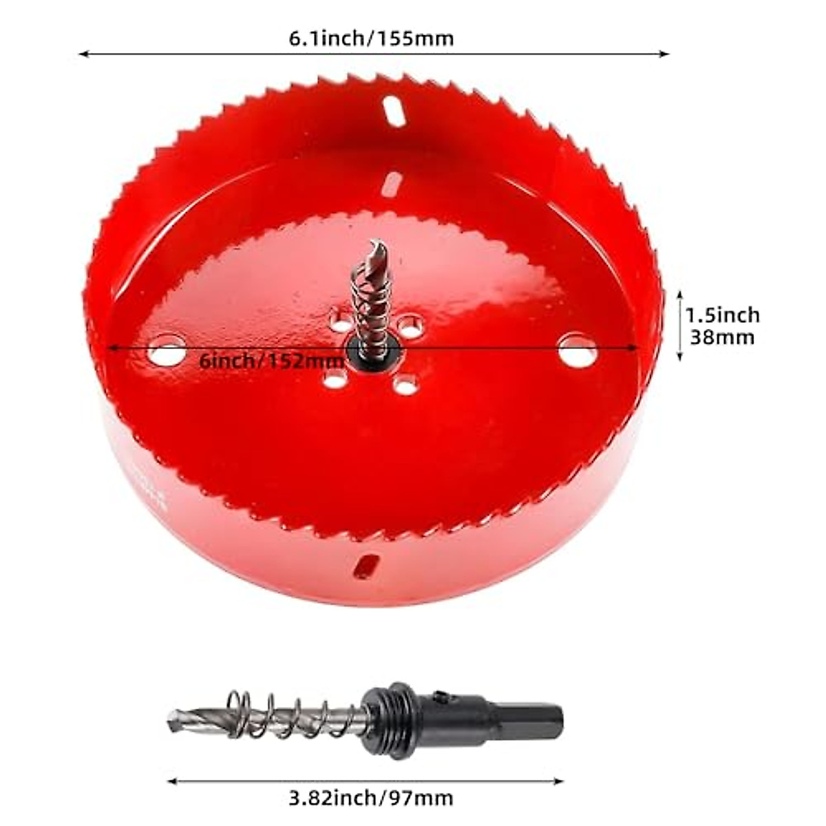 BTSHUB 6" 152mm Hole Saw Heavy Duty Steel Drilling Cutter for Making Cornhole Boards Drywall Wood Plastic Fiberboard Soft Metal