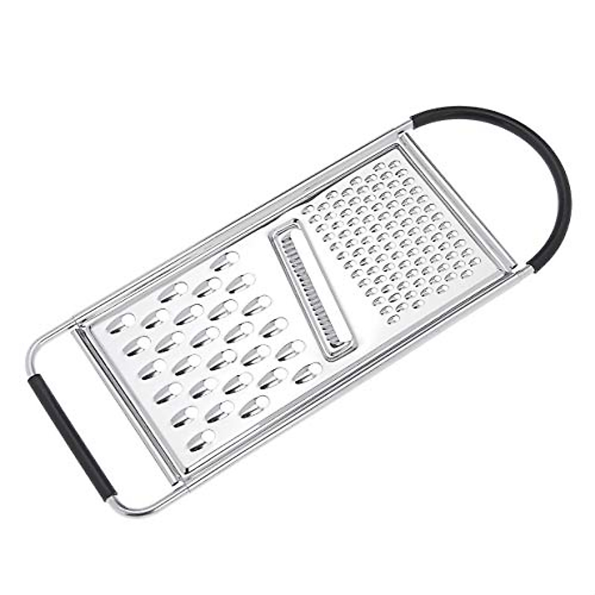 Amazon Basics Rectangular Stainless Steel Flat Cheese Grater with Non-Slip Handle and Base, Black (Previously AmazonCommercial brand)