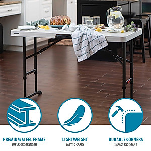 Lifetime 80387 4-Foot Commercial Adjustable Folding Table, Almond