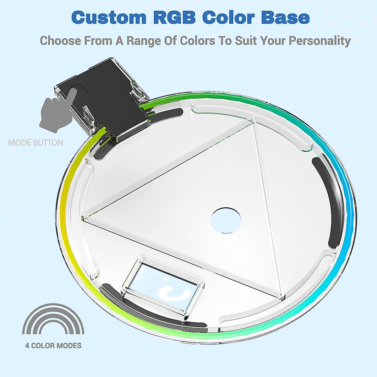 Gamers Digital RGB LED Base for PS5 Vertical Stand, 4-Color Modes, Sturdy Slim Design, Tool-Free Install with Remote