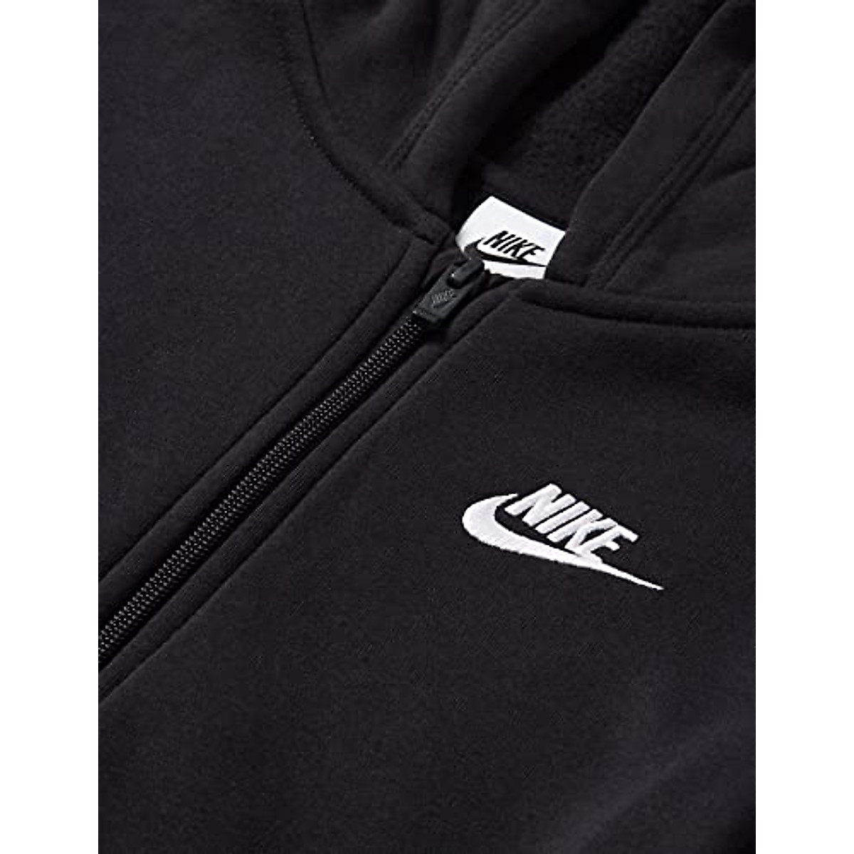 Nike Boy's NSW Club Full Zip Hoodie, Black/Black/White, X-Large